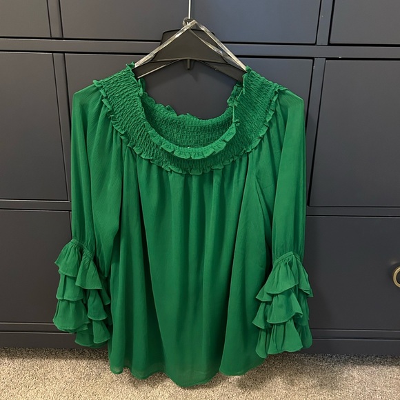 CeCe | Tops | Cece Green Ruffled Womens Top | Poshmark